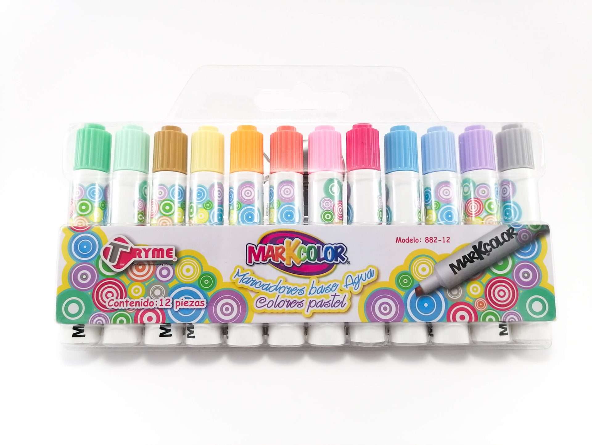 Marcadores Tryme Markcolor colores pastel 12pz | MEWUTA.COM